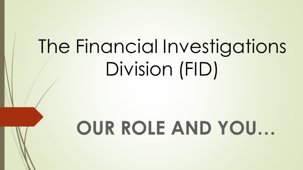 Presentations – Financial Investigations Divisions